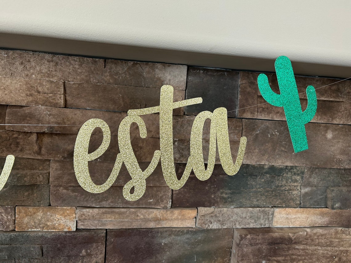 Three Esta Fiesta Banner: Glitter Cactus 3rd Birthday Decor - Etsy
