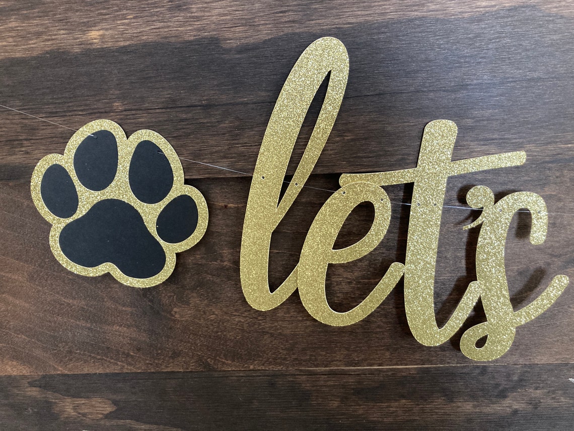 Lets Pawty Banner Dog Birthday Banner Dog Birthday Party - Etsy