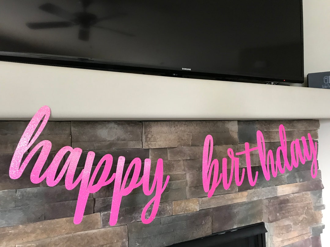Glitter Happy Birthday Banner: Script Party Decorations - Etsy