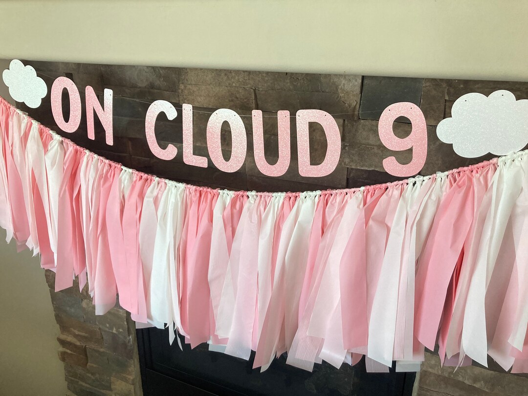 On Cloud 9 Banner, 9th Birthday Party, 9th Birthday Decorations, on ...
