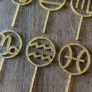 Zodiac Cupcake Toppers, Set of 6, Sagittarius, Capricorn, Aquarius ...