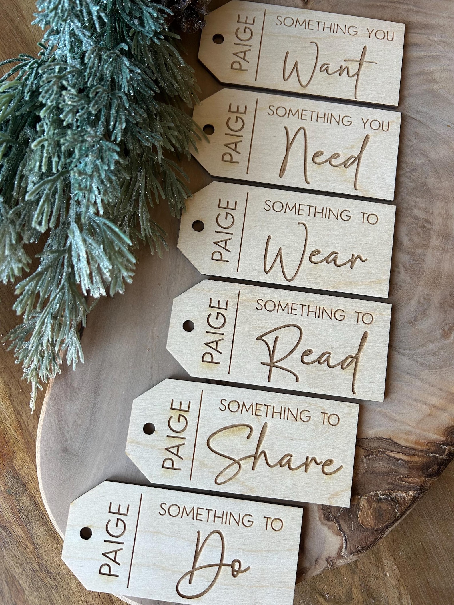 Personalized Want Need Wear Read Share Do Gift Tags, Set of Six, Wooden ...