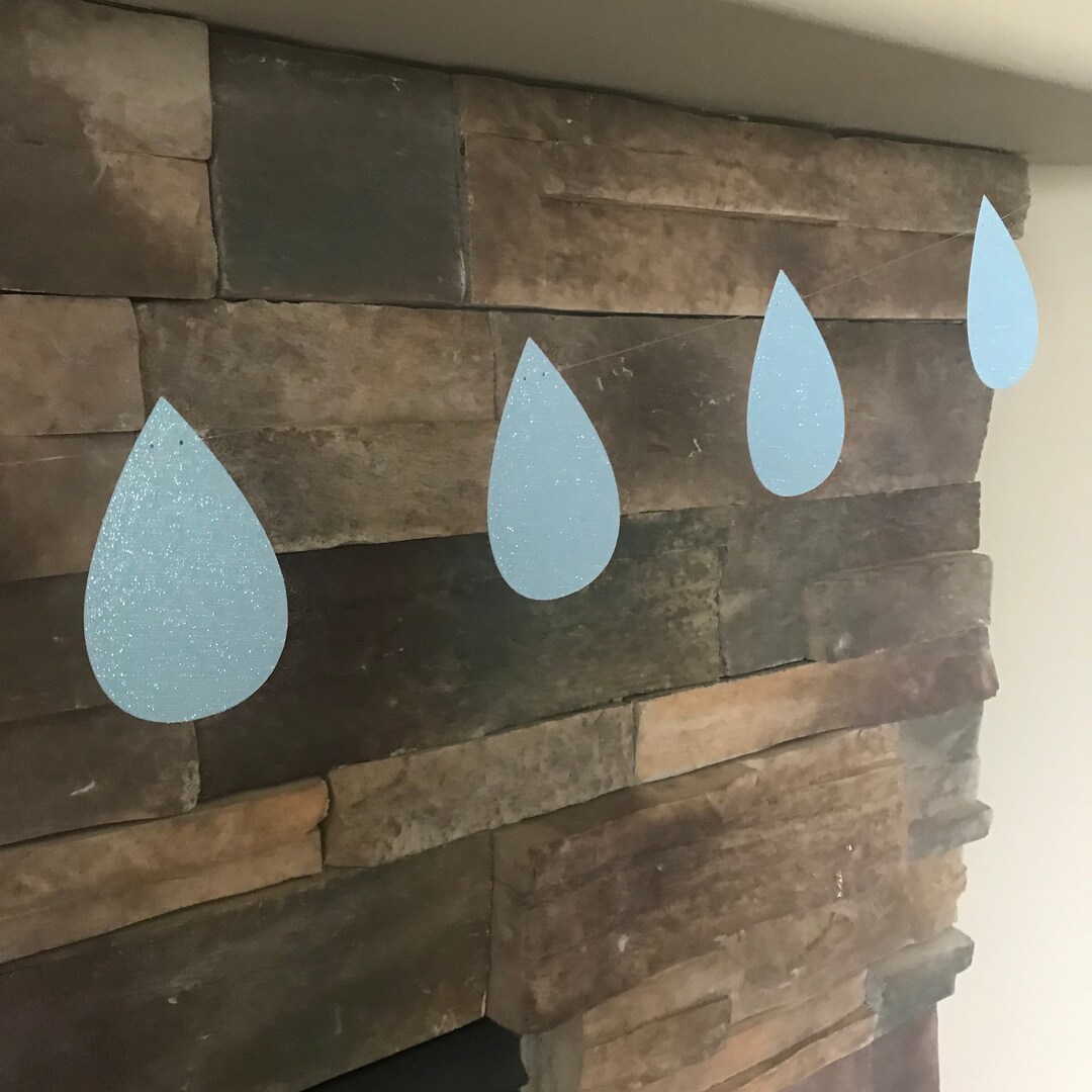 Light Blue Glitter Raindrop Garland: Baby Shower Decor - Etsy