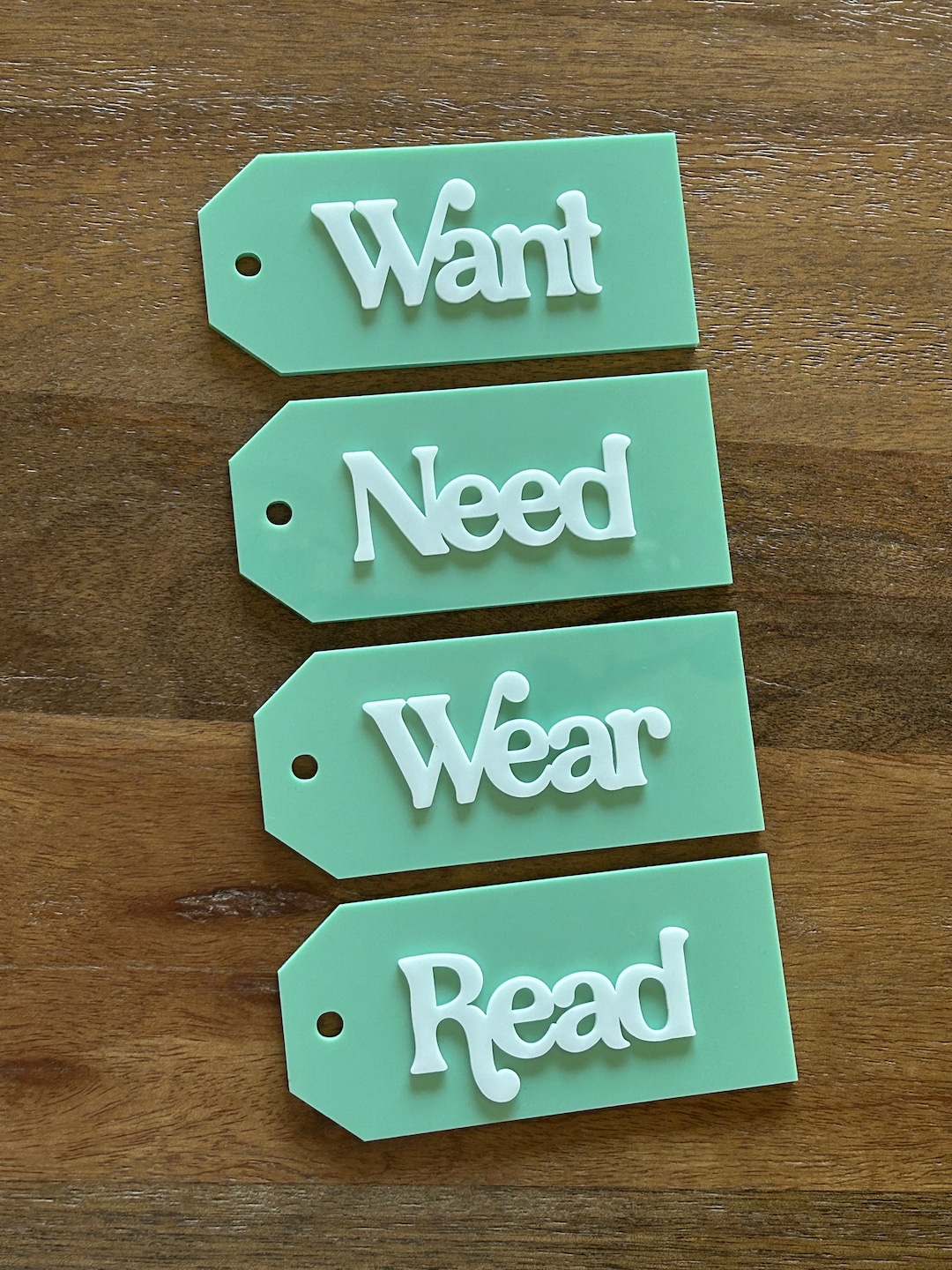 Want Need Wear Read Gift Tags, Acrylic Gift Tags, Gift Tags, Something ...
