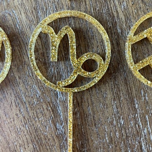 Zodiac Cupcake Toppers, Set of 6, Sagittarius, Capricorn, Aquarius ...