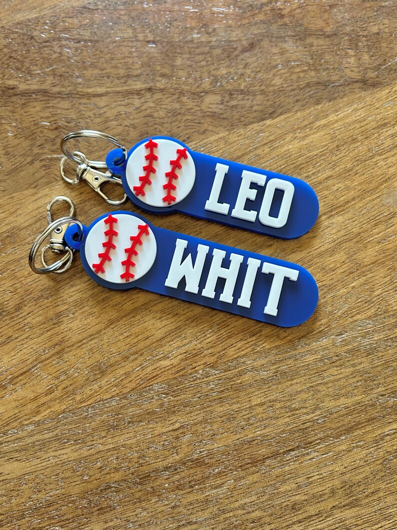 Personalized Baseball Name Keychain: Acrylic Bag Tag - Etsy