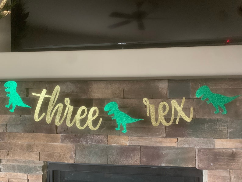 Three Rex Banner Boy Dinosaur Birthday Banner Dinosaur - Etsy