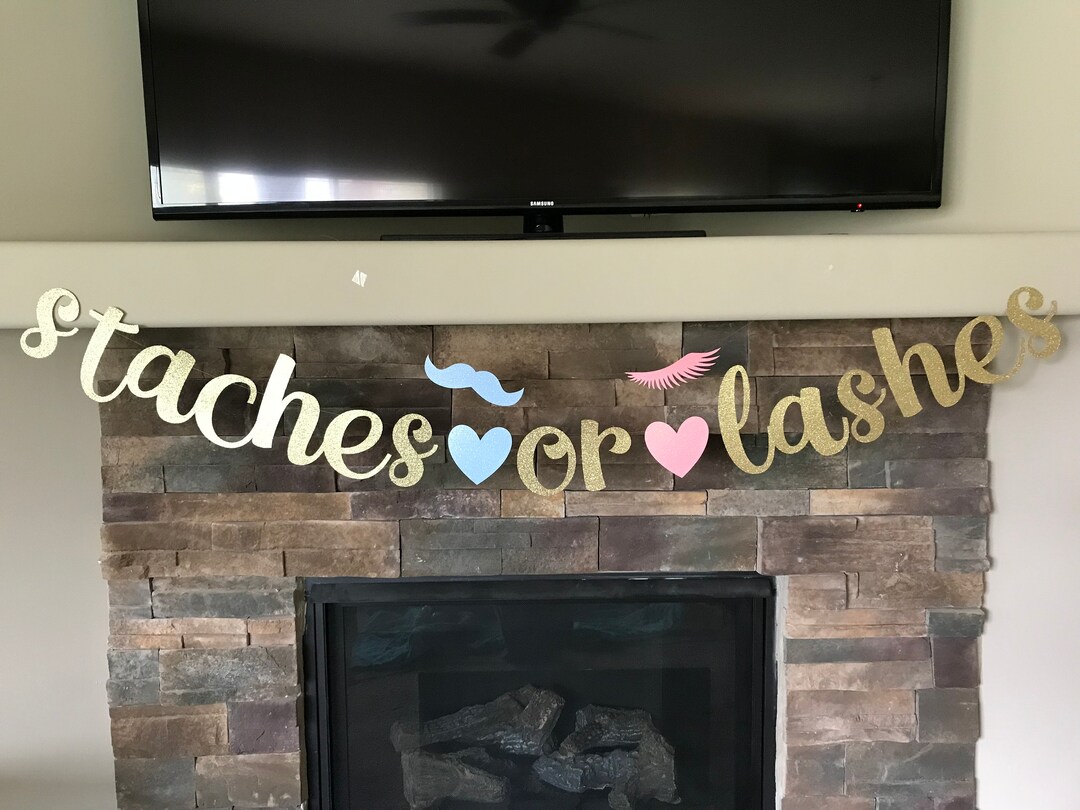 Staches or Lashes Banner / Staches or Lashes Gender Reveal / Gender ...