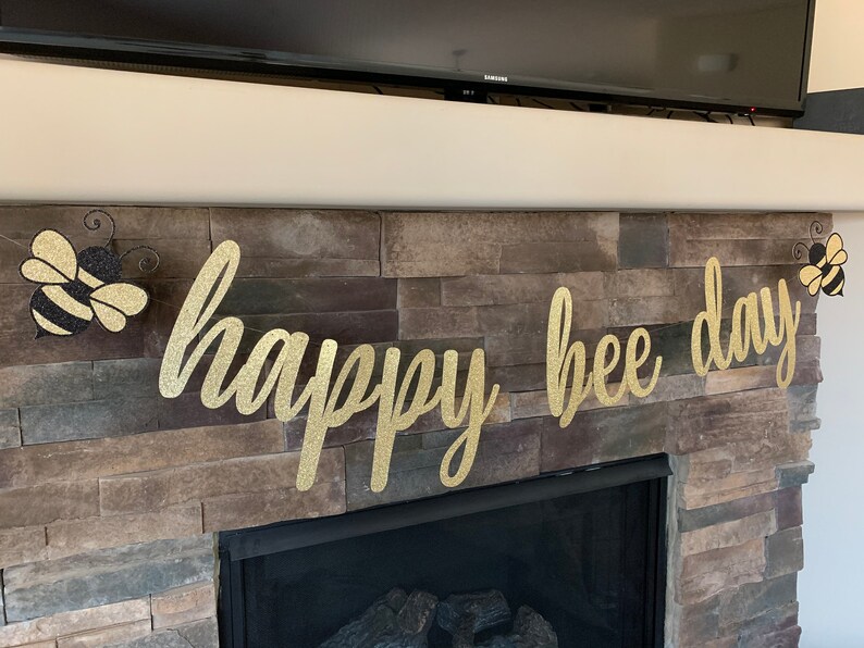 Happy Bee Day Banner Bee Birthday Banner Bee Happy Birthday | Etsy