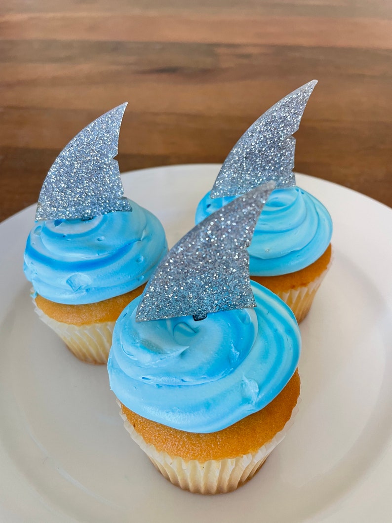 Shark Fin Cupcake Toppers Shark Fin Toppers Shark Birthday | Etsy