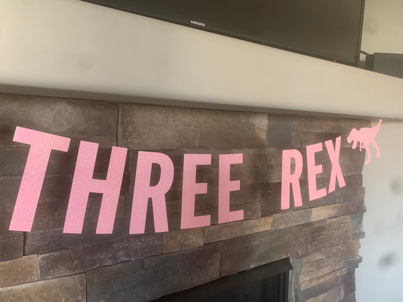 Three Rex Banner Girl Three Rex Three Rex Birthday Girl | Etsy