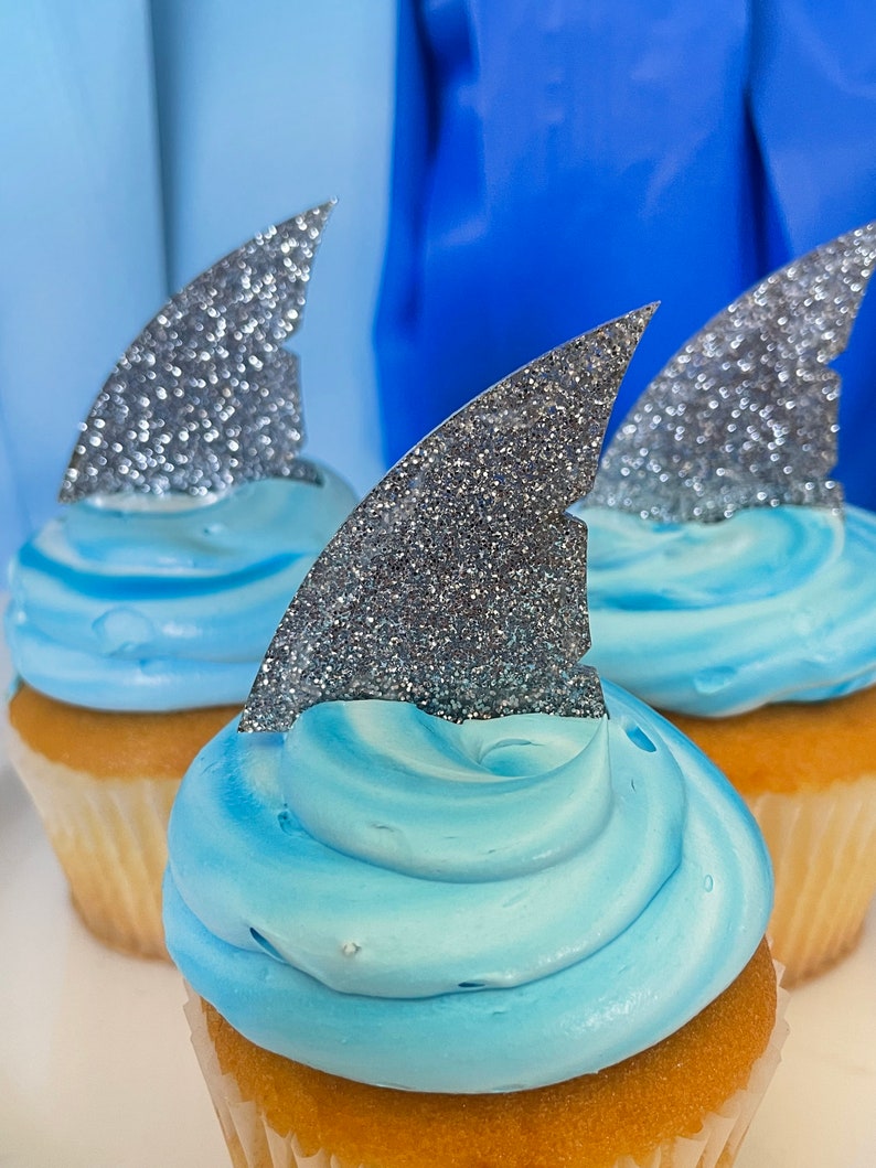 Shark Fin Cupcake Toppers Shark Fin Toppers Shark Birthday | Etsy