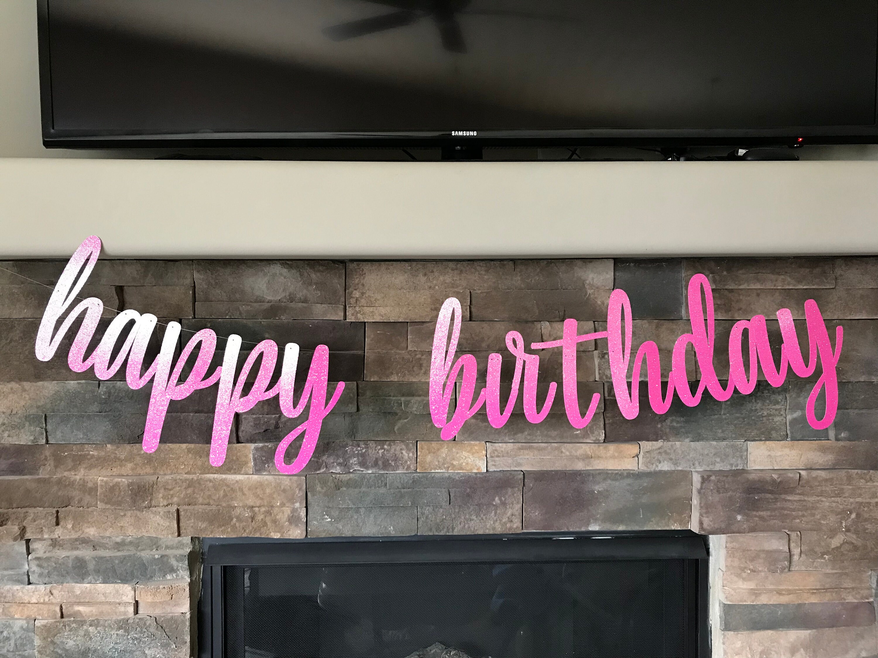 Glitter Happy Birthday Banner: Script Party Decorations - Etsy