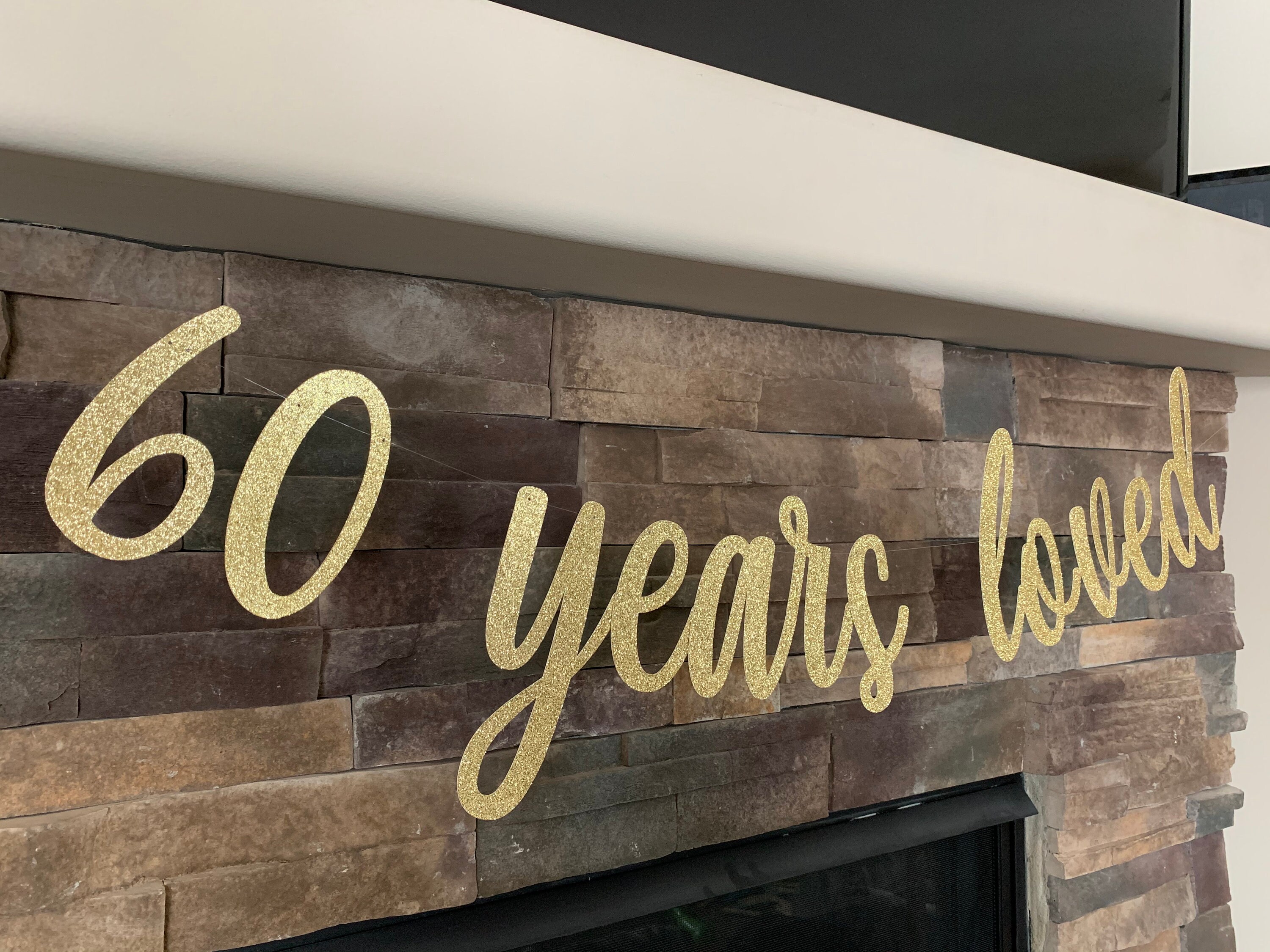 60 Years Loved Glitter Banner: 60th Birthday Party Decor - Etsy