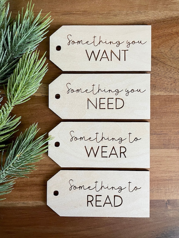 Want Need Wear Read Gift Tags Engraved Gift Tags Wooden Gift | Etsy
