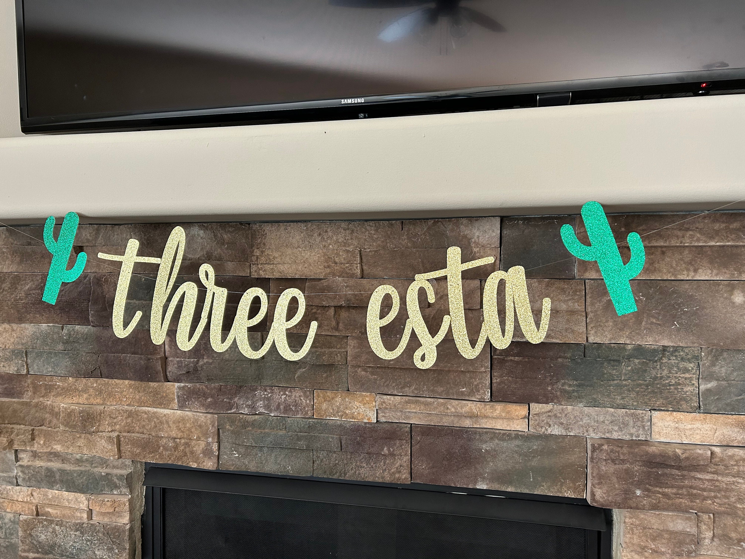 Three Esta Fiesta Banner: Glitter Cactus 3rd Birthday Decor - Etsy