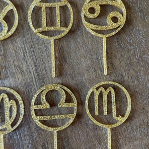 Zodiac Cupcake Toppers, Set of 6, Sagittarius, Capricorn, Aquarius ...