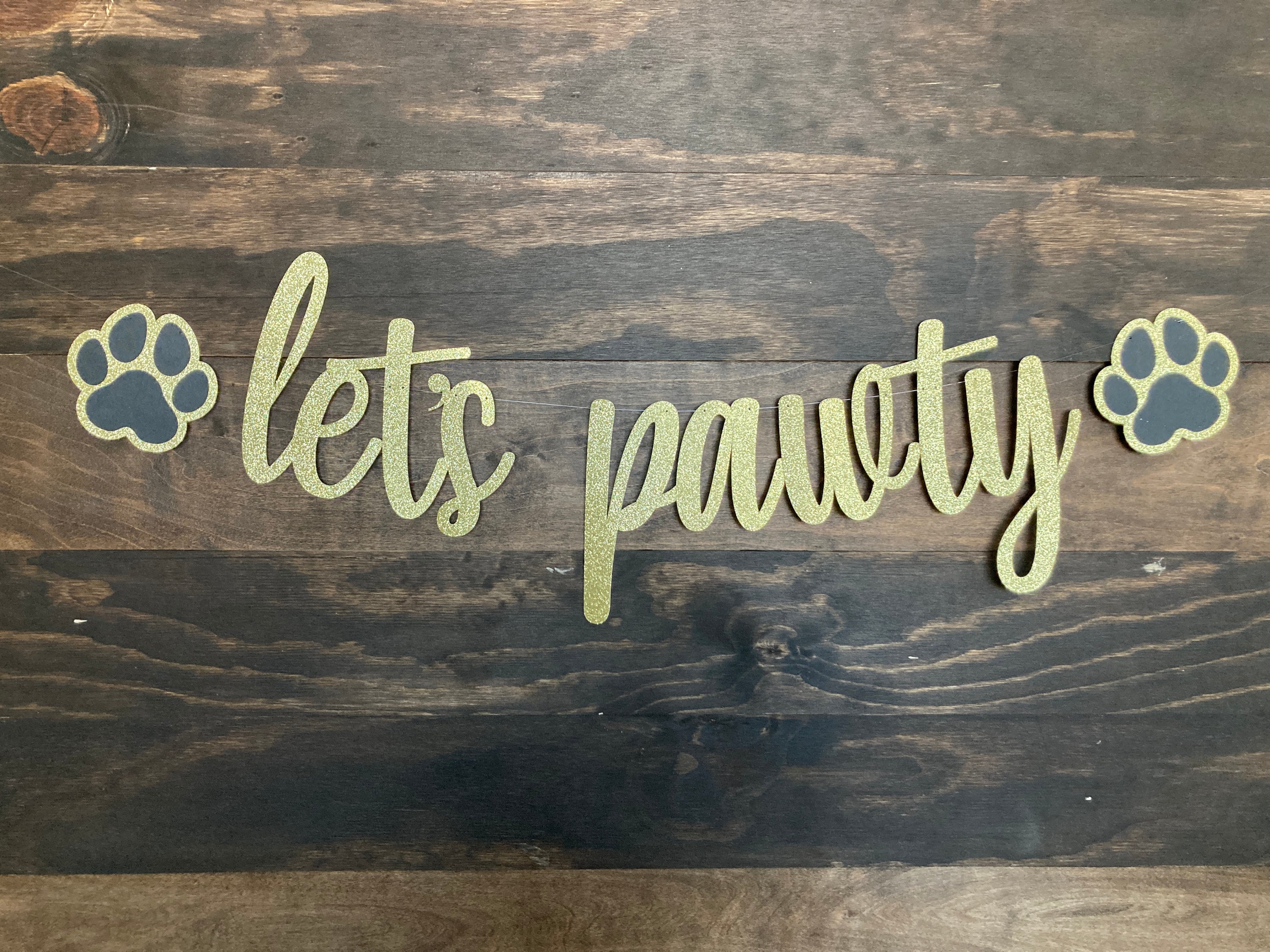 Lets Pawty Banner Dog Birthday Banner Dog Birthday Party | Etsy