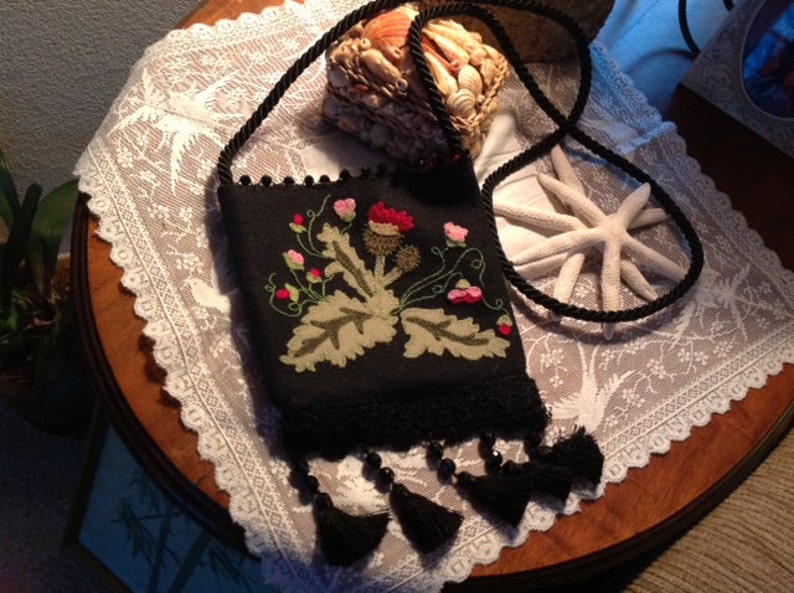 Black Wool Beaded Victorian Style Evening Bag Hand Made Paper Pattern ...