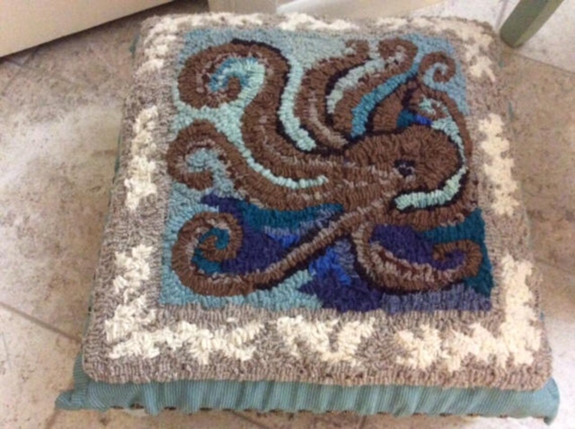 Under the Sea Octopus Footstool or Pillow Rug Hook Pattern Only Not a ...