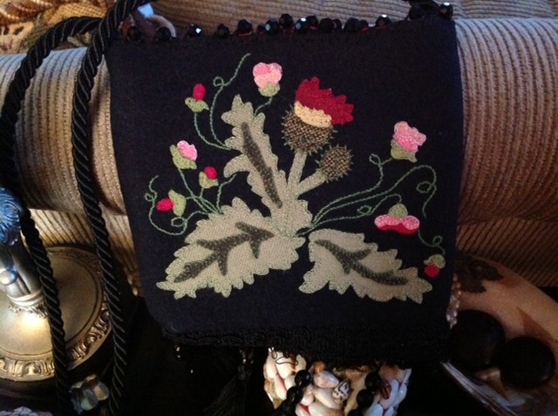 Black Wool Beaded Victorian Style Evening Bag Hand Made Paper Pattern ...