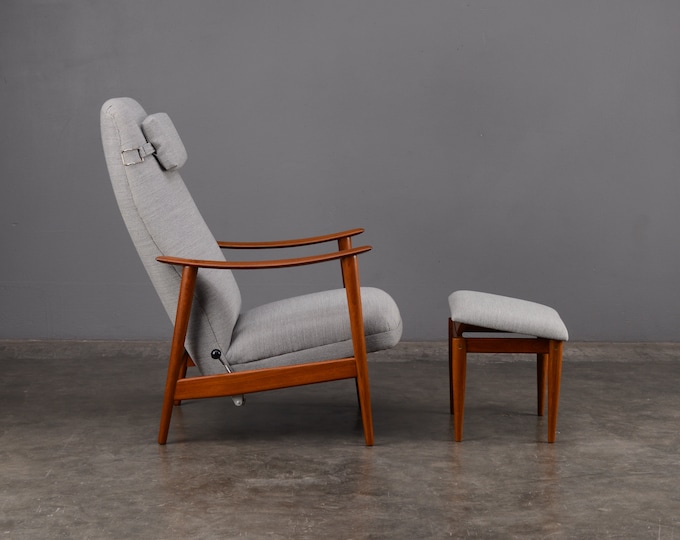 Westnofa Stokke Mid-century Modern Lounge Chair Recliner & Ottoman Gray ...