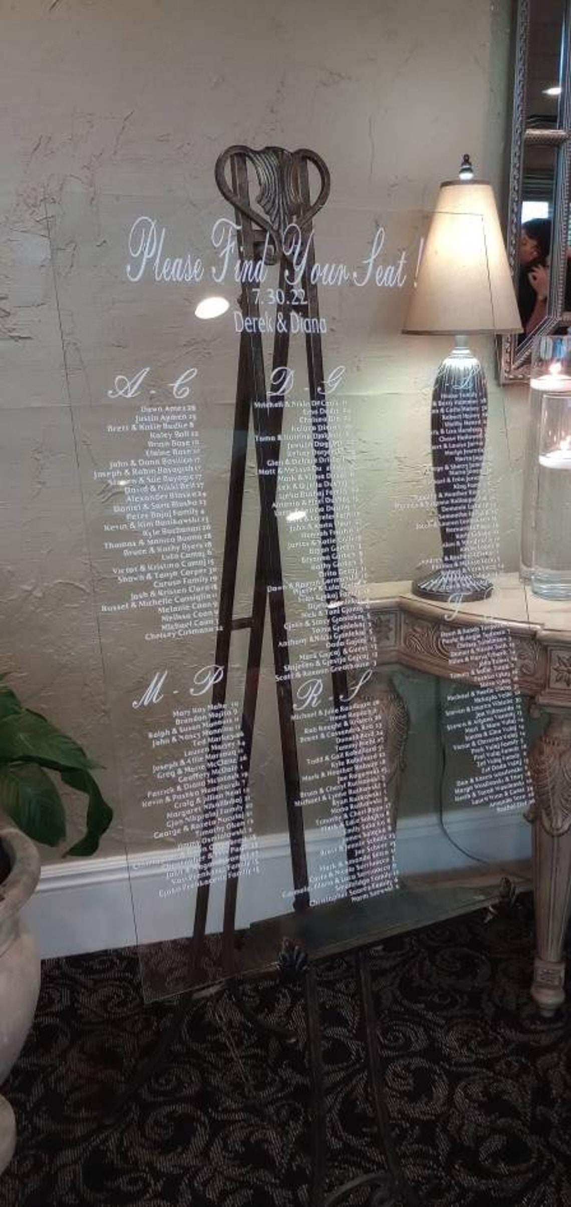 Wedding Seating Chart, Hand Written Seating Chart, Glass Seating Chart ... Wedding Seating Chart, Hand Written Seating Chart, Glass Seating Chart ...