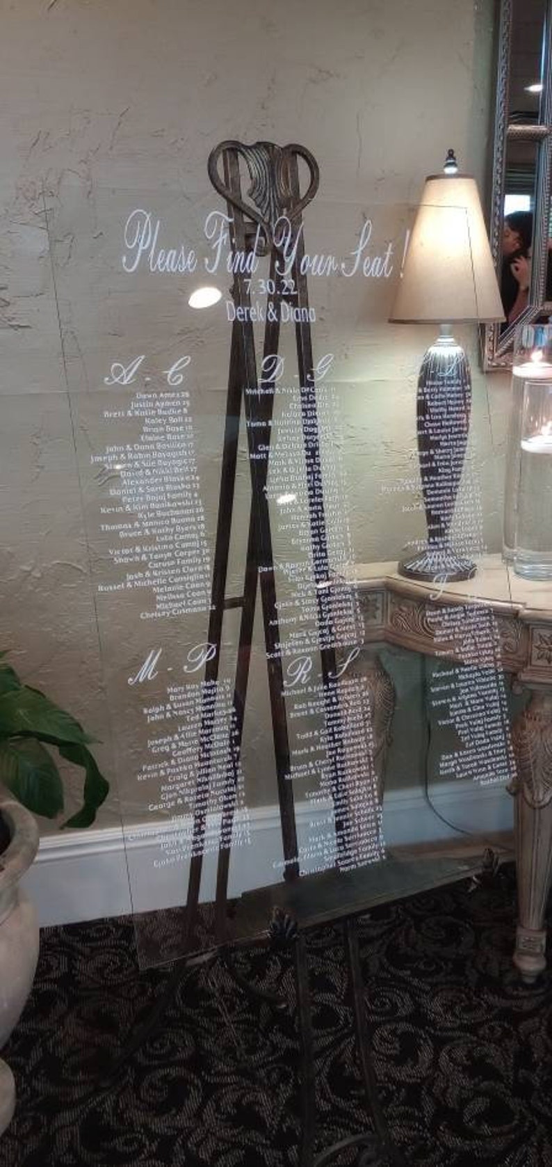 Wedding Seating Chart, Hand Written Seating Chart, Glass Seating Chart ...