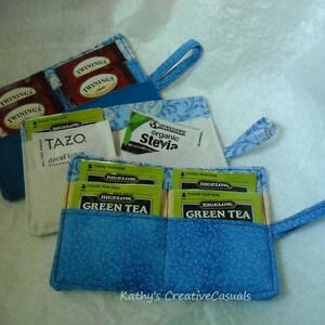 Tea Lover Tea Wallet Pouch in Cream Royal Blue Yellow Tea Cup | Etsy