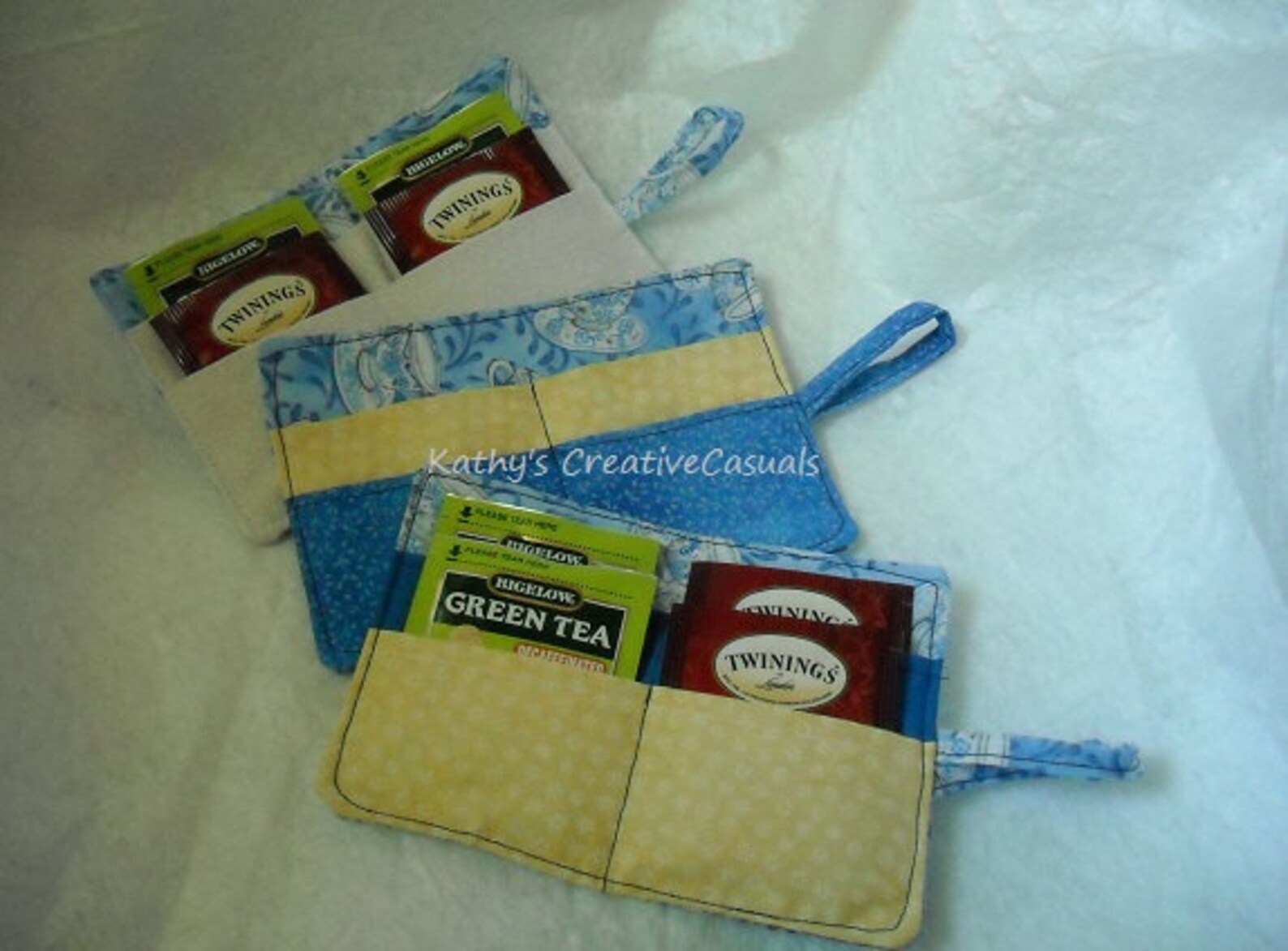 Tea Lover Tea Wallet Pouch in Cream Royal Blue Yellow Tea Cup | Etsy