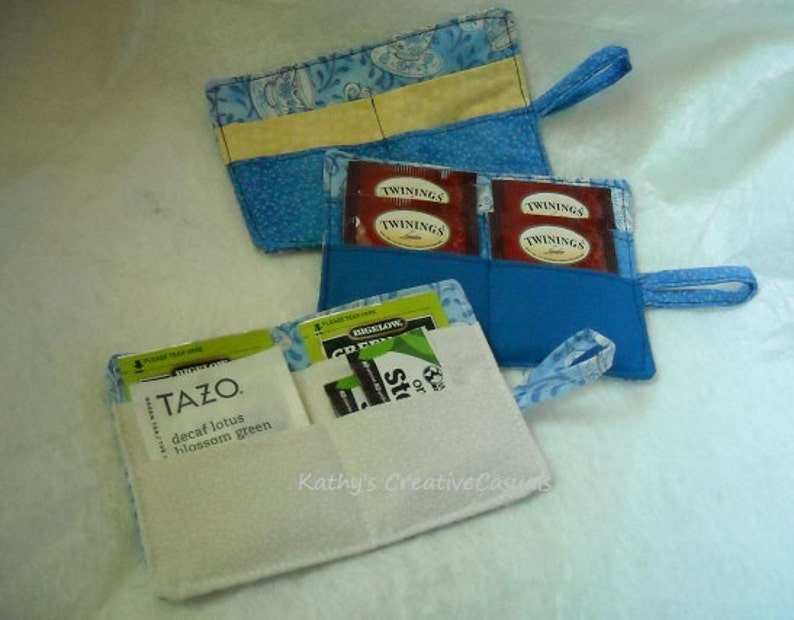 Tea Lover Tea Wallet Pouch in Cream Royal Blue Yellow Tea Cup | Etsy