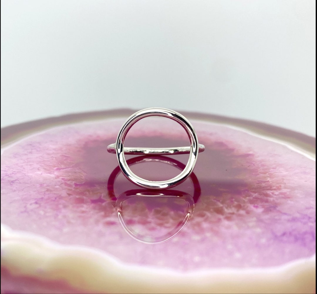 Karma Ring Silver. Large Open Circle Ring. Geometric Ring. Minimalist ...