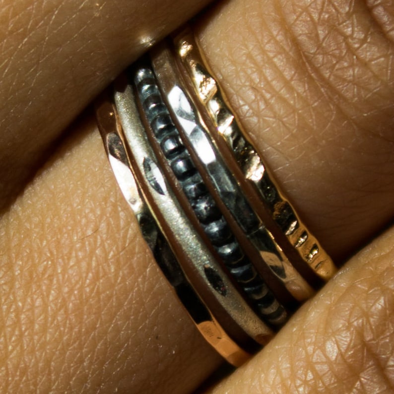 Mixed Metal Stacking Rings Set Gold & Sterling Silver Stack Ring Set ...