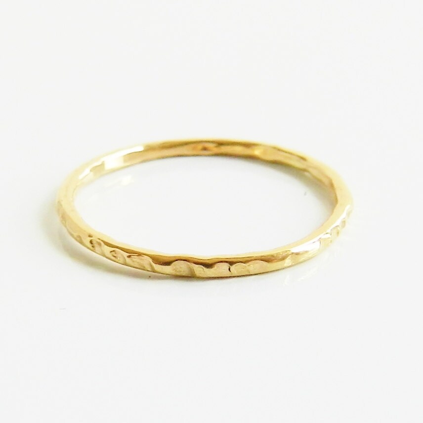 Solid 14kt Stacking Ring Gold Coin Edge Hammered Size 3 Thru 8 - Etsy