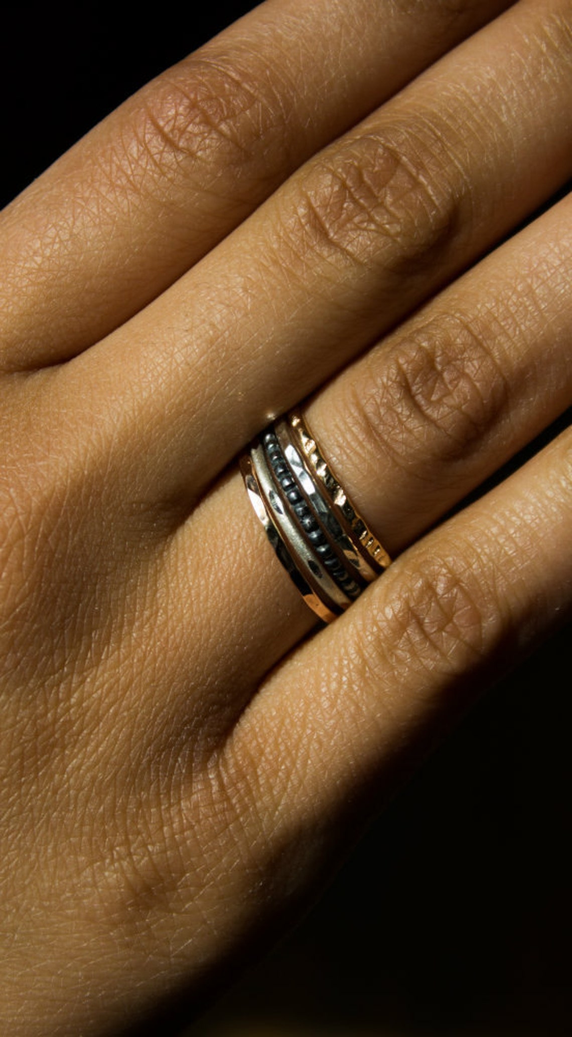 Unique Stacking Rings Textured Thin Stackable Ring Set Vivid | Etsy