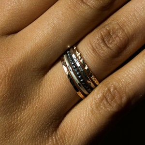 Mixed Metal Stacking Rings Set Gold & Sterling Silver Stack Ring Set ...