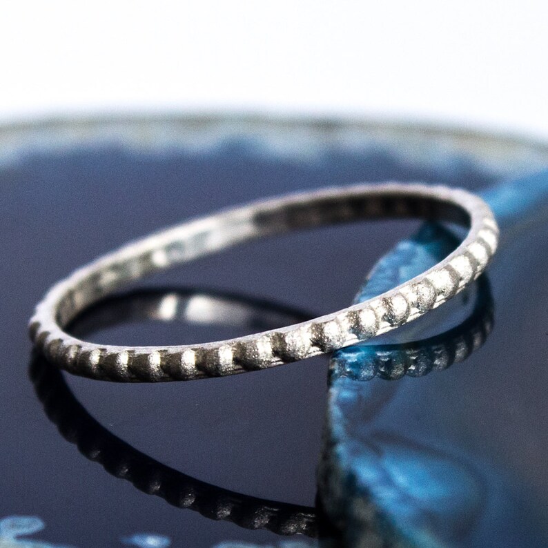 Brushed Finish Sterling Silver Beaded Stacking Ring - Etsy