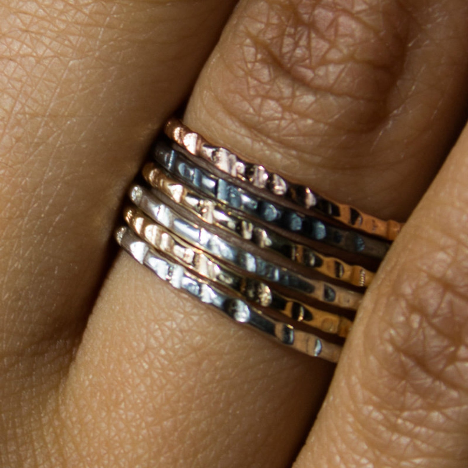 Mixed Metal Ring Set Tri Color Rings Gold Stacking Rings Two | Etsy