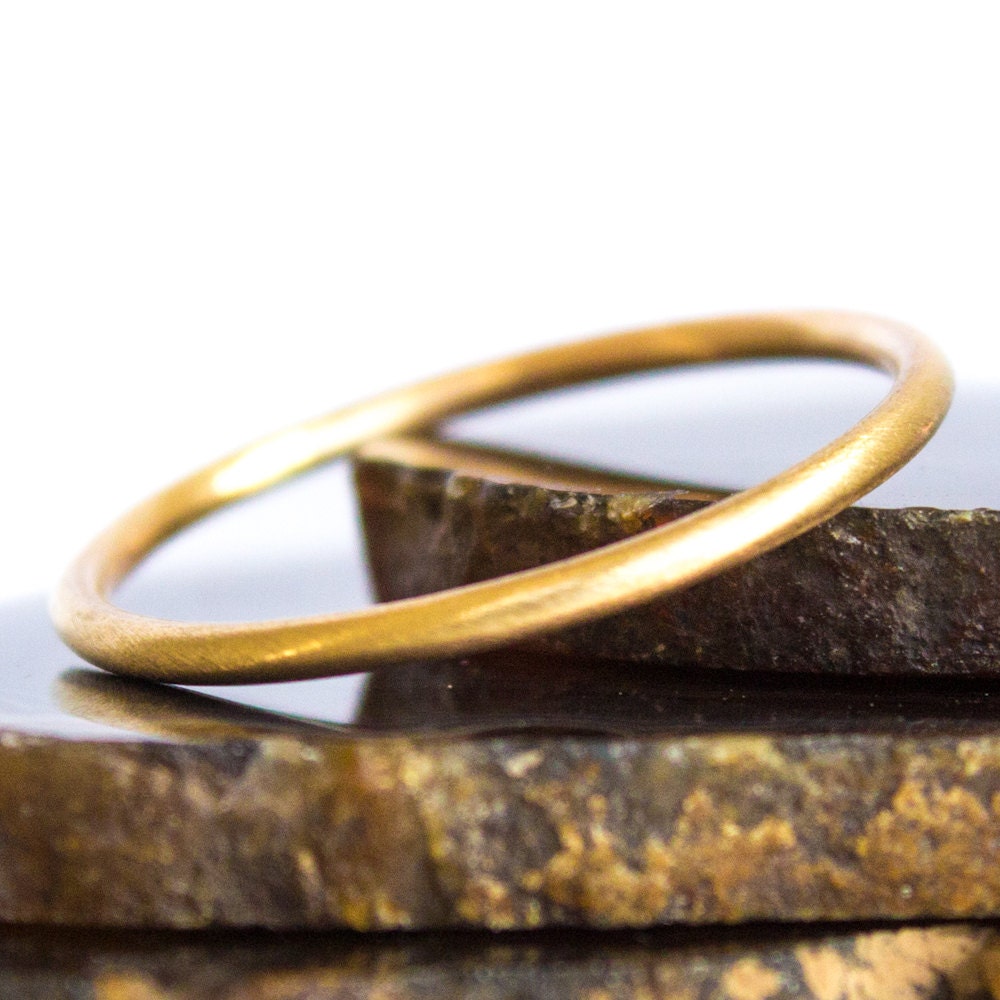 Thin Gold Ring Solid 14k Brushed Gold Ring Sz 3 Thru 8 - Etsy
