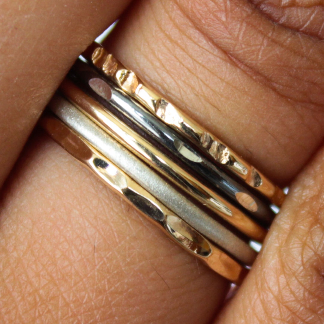 Gold and Silver Stack Ring Set Unique Gift for Women Gold Rings ...