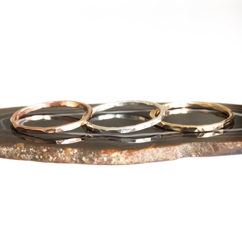 HOT Tri Color Rings Hammered Set Tri Color Ring Set 3 Band | Etsy