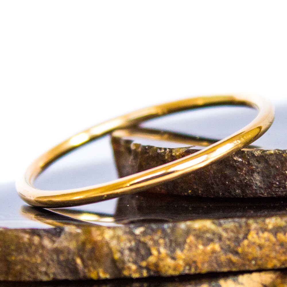 Plain Gold Band Polished Stackable Ring - Etsy