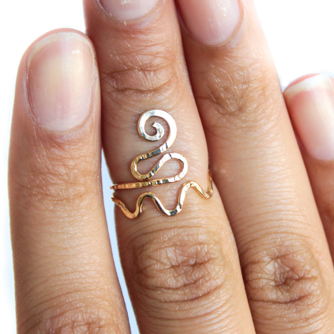 Swirly Flair Gold Above the Knuckle Midi Ring Wire Jewelry - Etsy