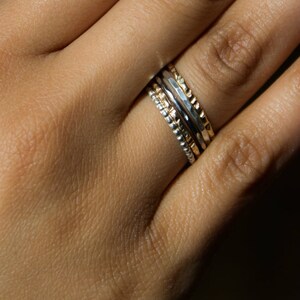 Mixed Metal Ring Set Hammered Ring Set 5 Textured Ring Stackable Ring ...