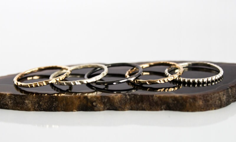 Mixed Metal Ring Set Hammered Ring Set 5 Ring Set Stackable - Etsy