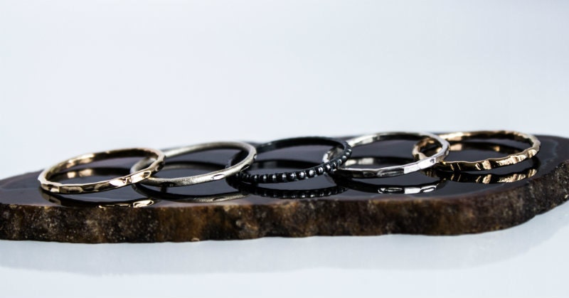 Unique Stacking Rings Textured Thin Stackable Ring Set Vivid | Etsy