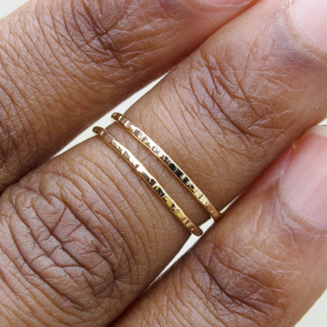 Hammered Double Knuckle Ring Double Midi Ring Faux Double Stack Comfy ...