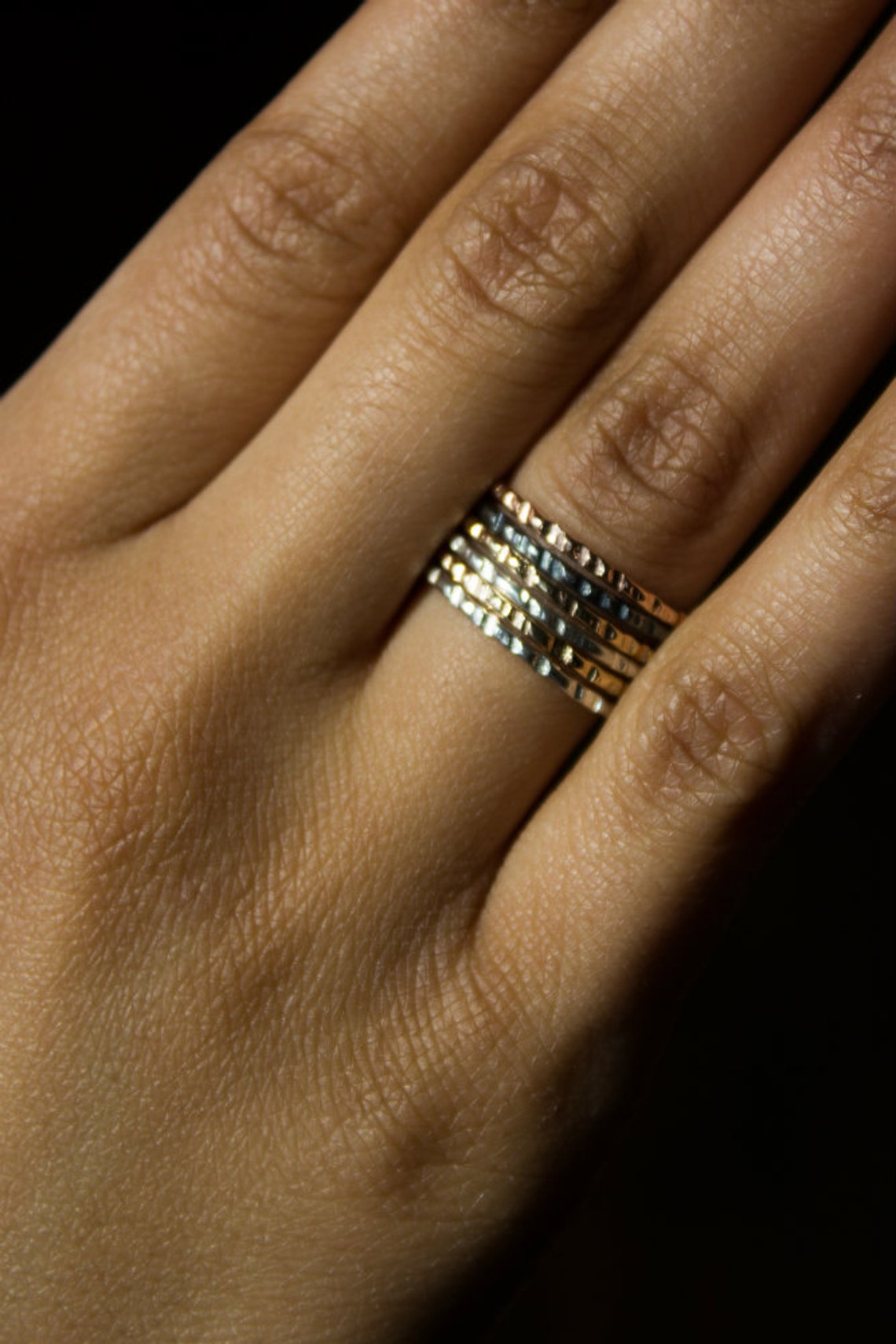 Mixed Metal Ring Set Tri Color Rings Gold Stacking Rings Two | Etsy