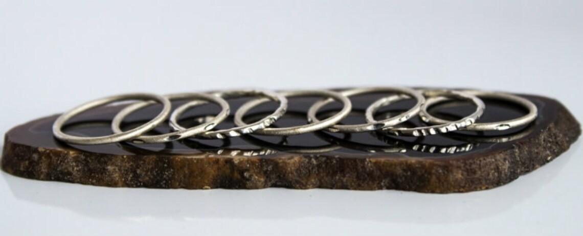 Unique Silver Ring Set Simple Silver Rings Stacking Ring Set - Etsy