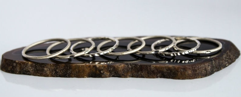 Unique Silver Ring Set Simple Silver Ring Satin Finish Stacking Ring ...